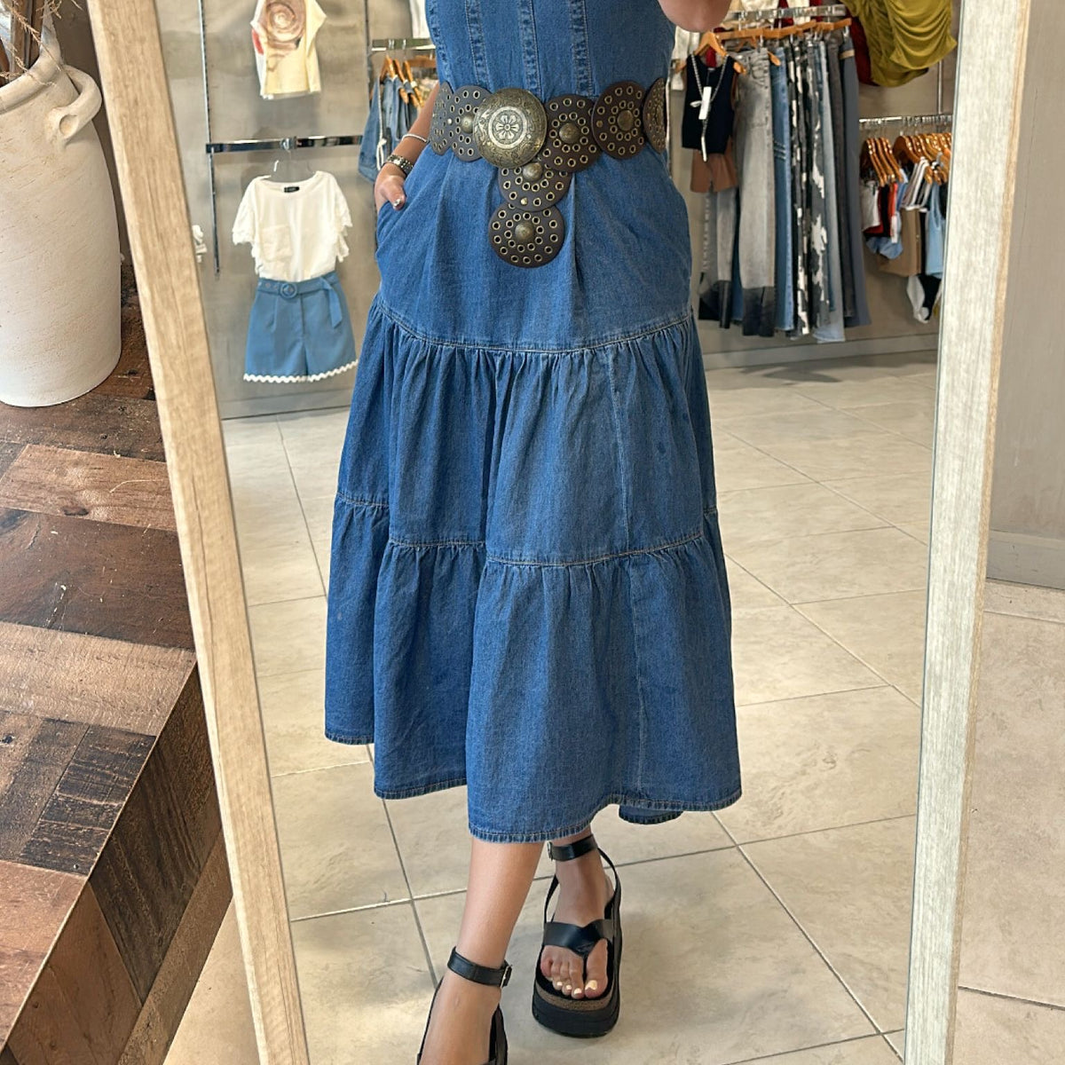 Inara Denim Dress (Belt included) – My Look Boutique